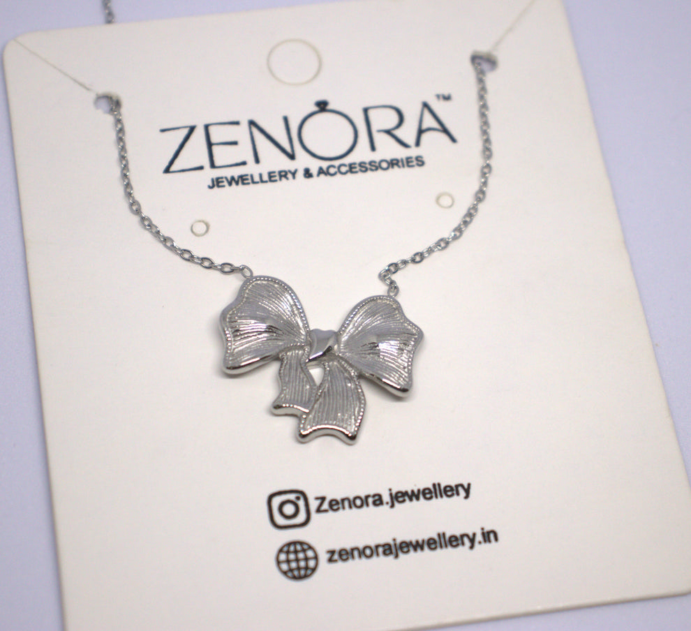 Silver big bow chain – zenora jewellery
